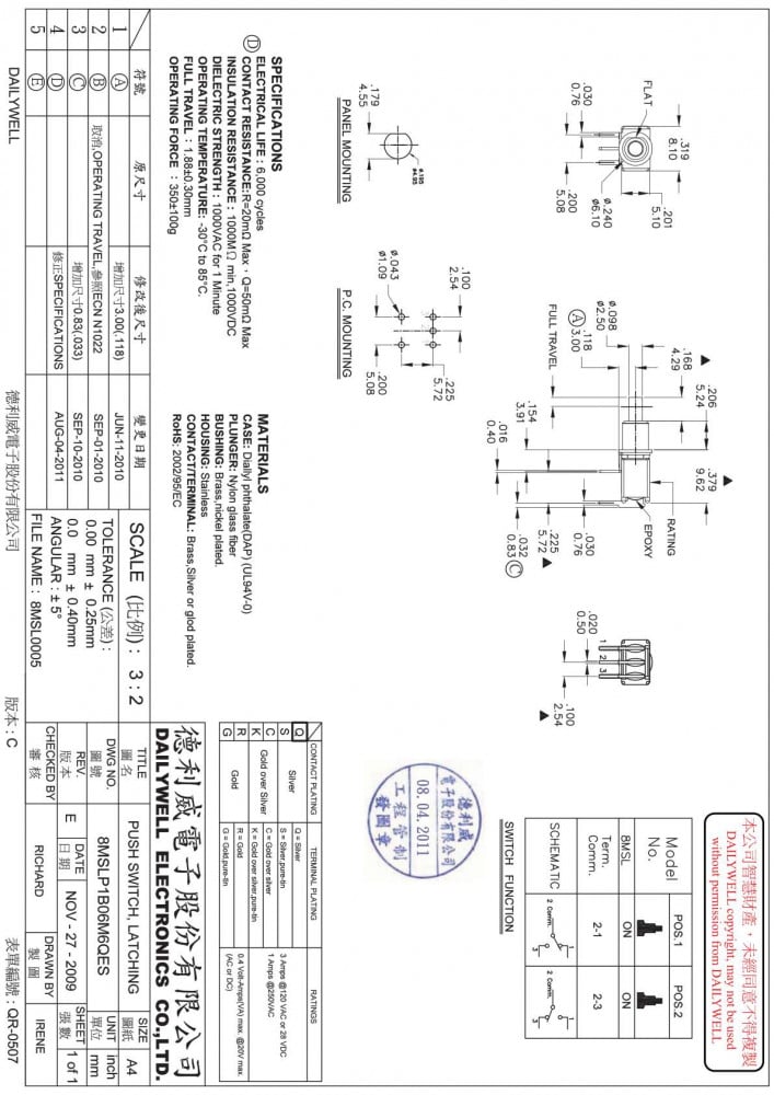 Dailywell 8MSLP1B06M6QES technical document