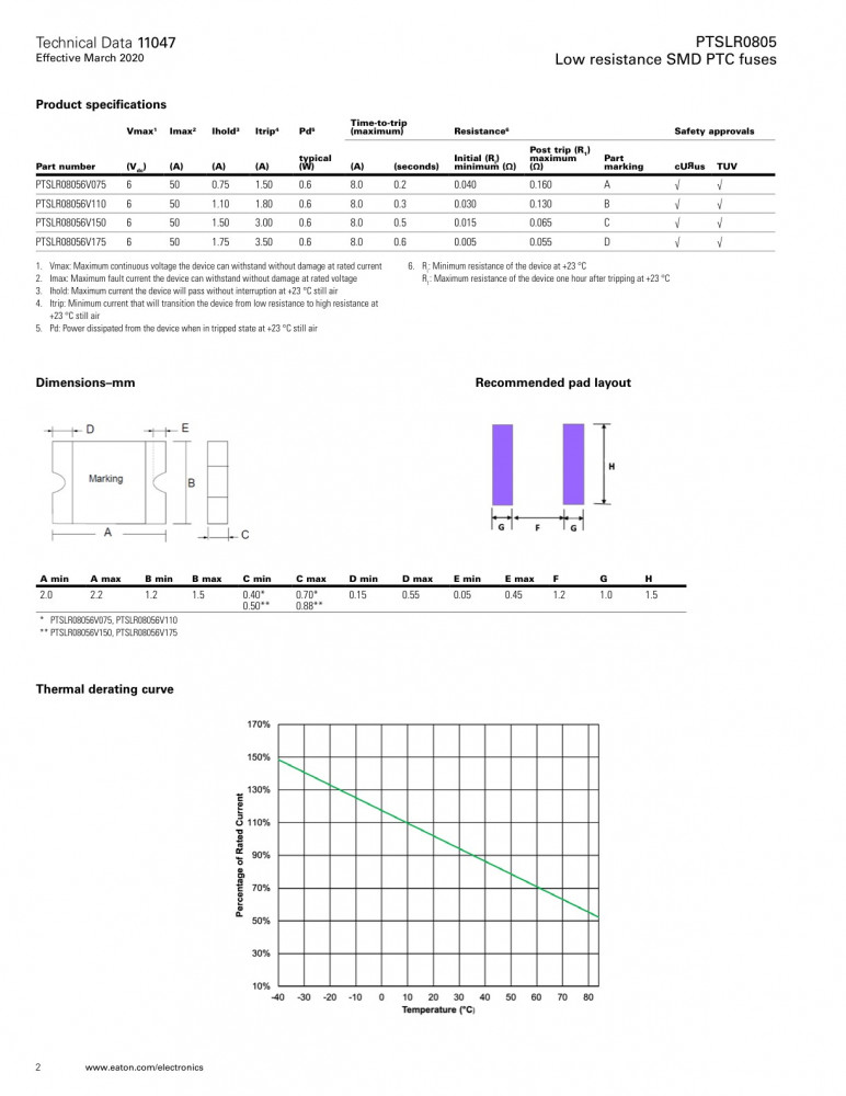 EATON PTSLR0805 product document page 2