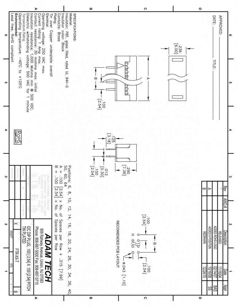 ADAM TECH FTR-XX-T technical drawing preview