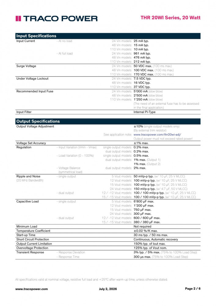 THR 20WI technical document preview, page 2
