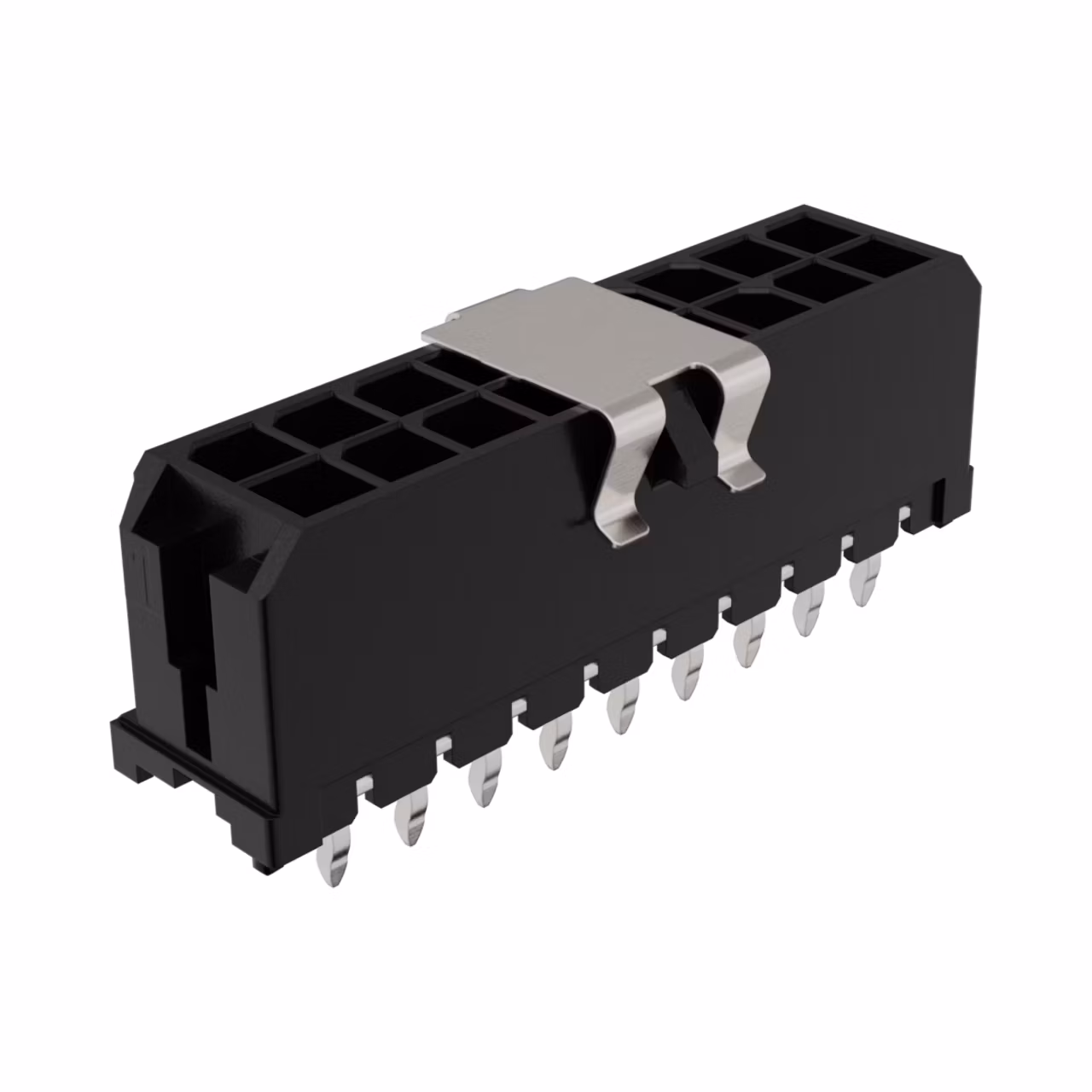 Micro-Fit 3.0 Vertical Header, 3.00mm Pitch, Dual Row, 18 Circuits, with PCB Polarizing Peg, 1.52µm Matte Tin Plating, Glow-Wire Capable, Black, Tape and Reel, with Pick and Place Cap for sale