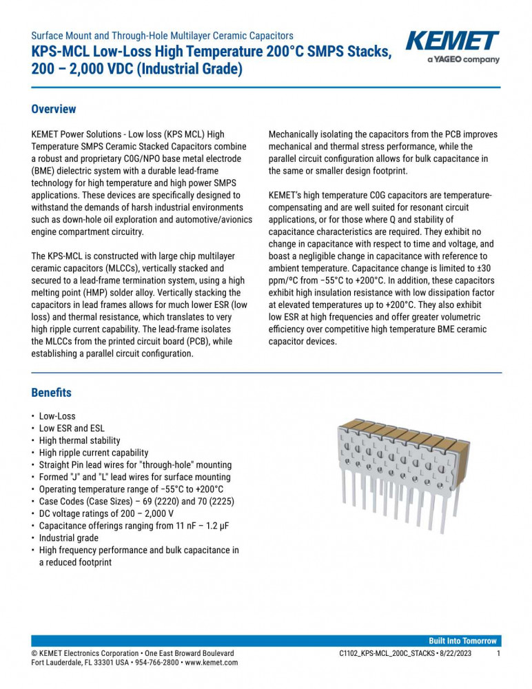 KEMET KPS-MCL datasheet page 1