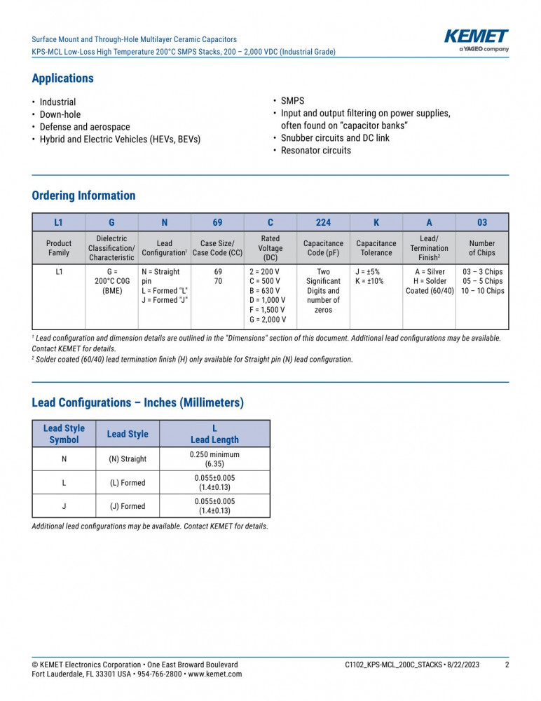 KEMET KPS-MCL datasheet page 2