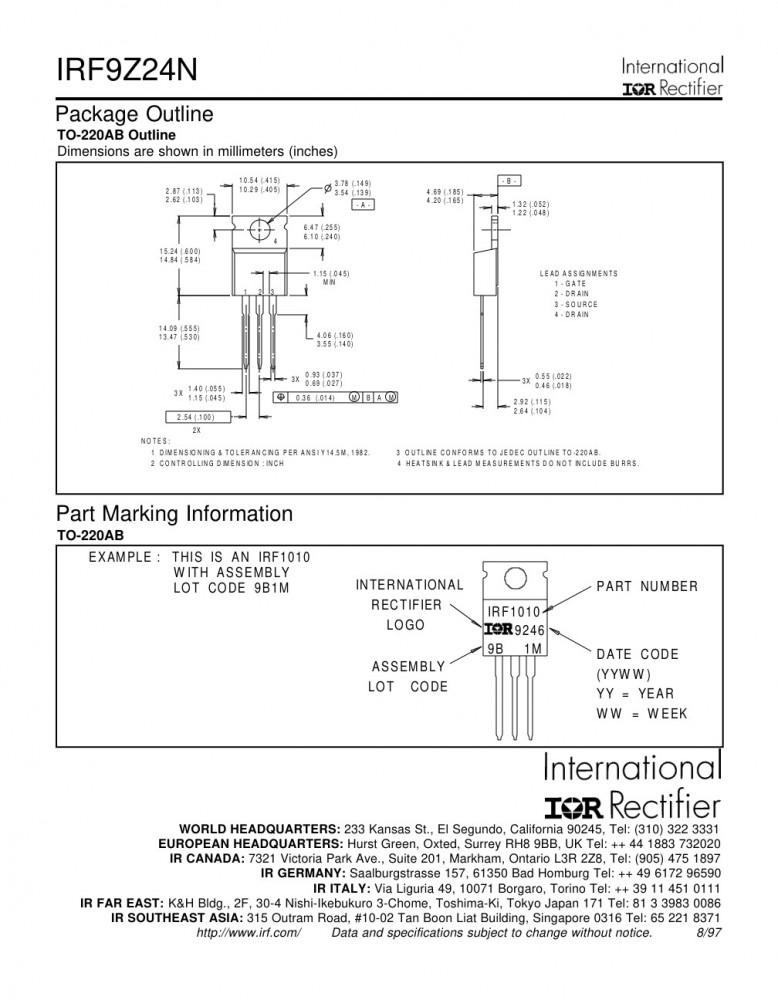 IRF9Z24NPBF technical document page 8
