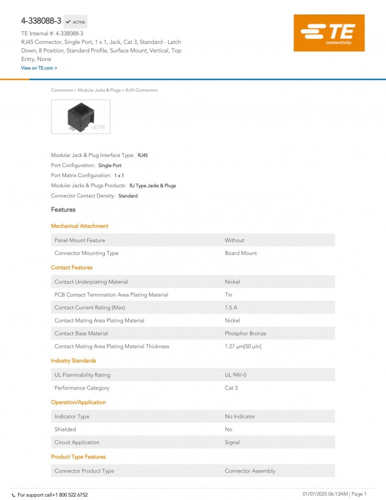 TE Connectivity 4-338088-3 document page 1