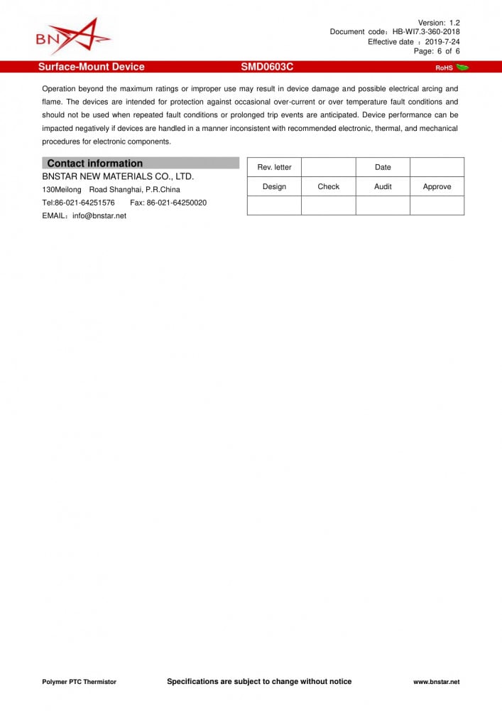 BNstar SMD0603C datasheet page 6
