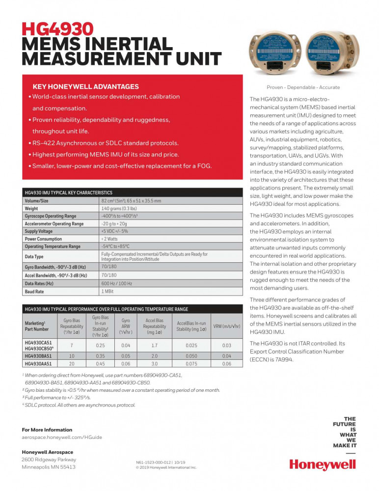 Honeywell HG4930 technical document page 2
