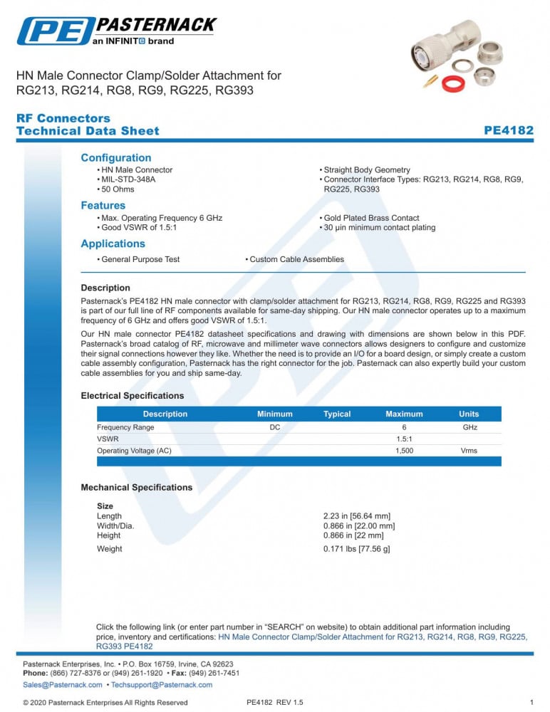 PE4182 datasheet page 1
