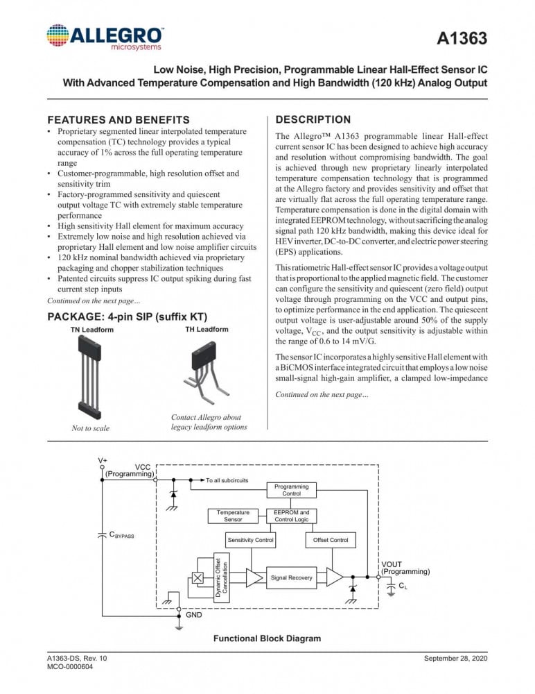 A1363 datasheet page 1
