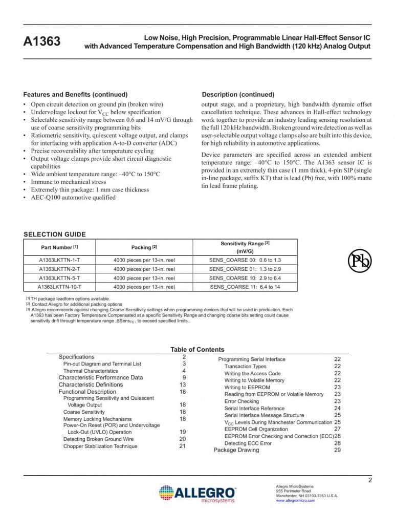 A1363 datasheet page 2