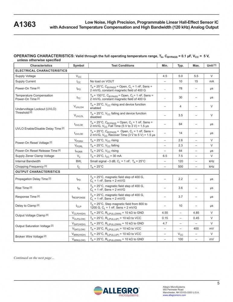 A1363 datasheet page 5