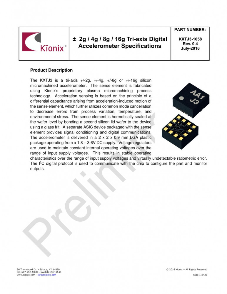 KXTJ3-1058-01 technical document page 1