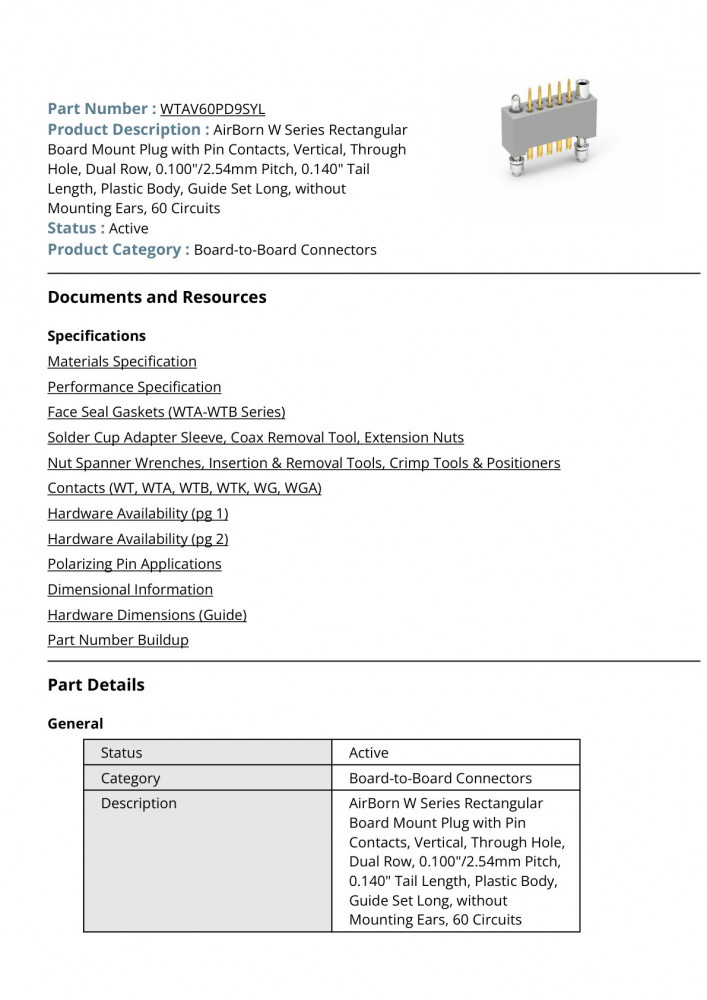 WTAV60PD9SYL technical document image, page 1