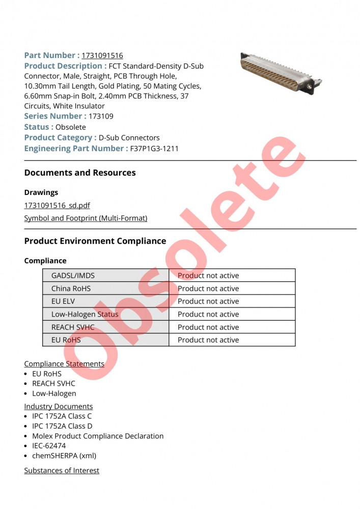 MOLEX 1731091516 technical drawing page 1