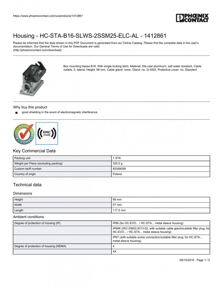 Phoenix Contact 1412861 technical document page 1