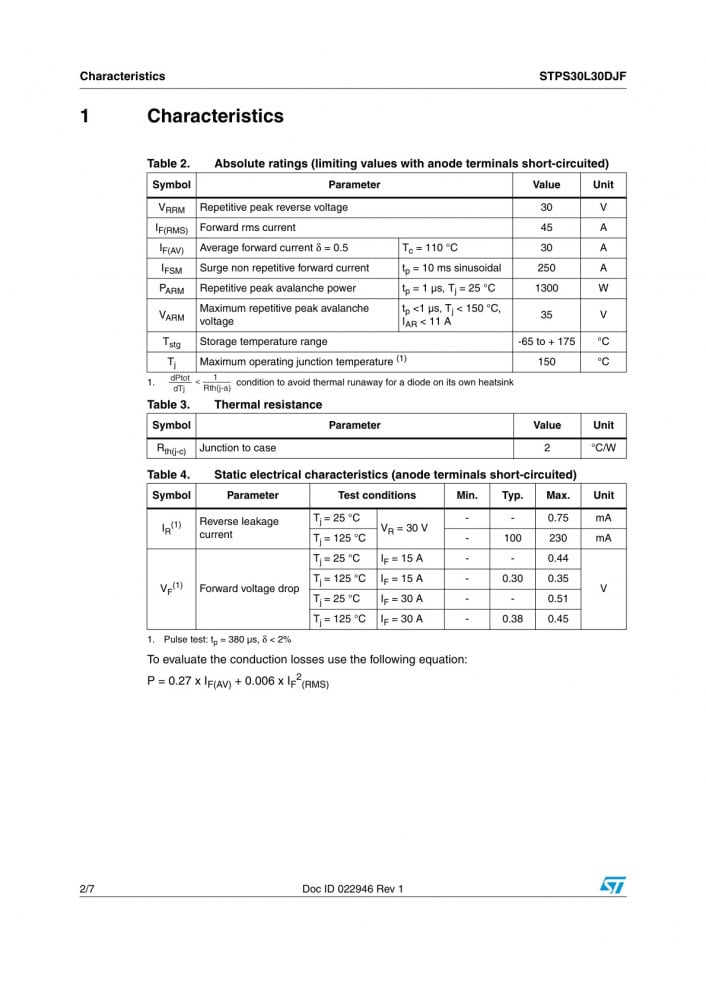 STPS30L30DJF-TR datasheet page 2
