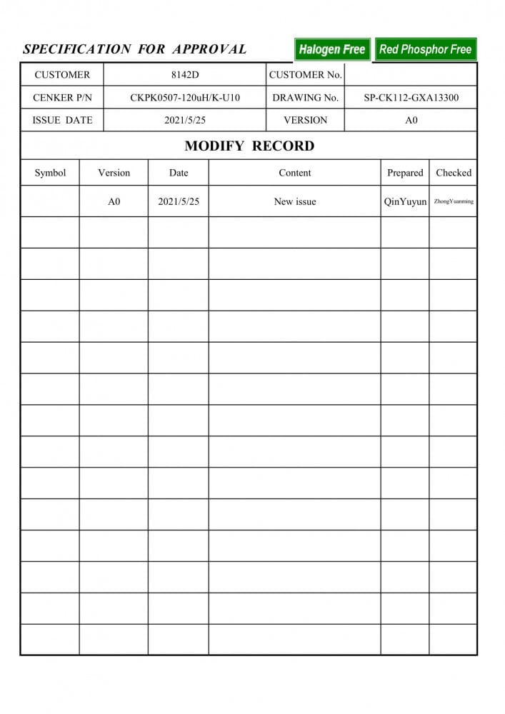 CKPK0507-120uH/K-U10 dimension page