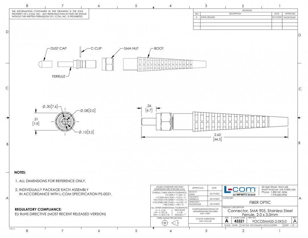 L-com FOCOSMASS-2.0X3.0 technical document page