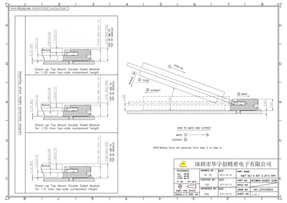 HOAUC HYCW40A-05NGFF-320B technical drawing page 2