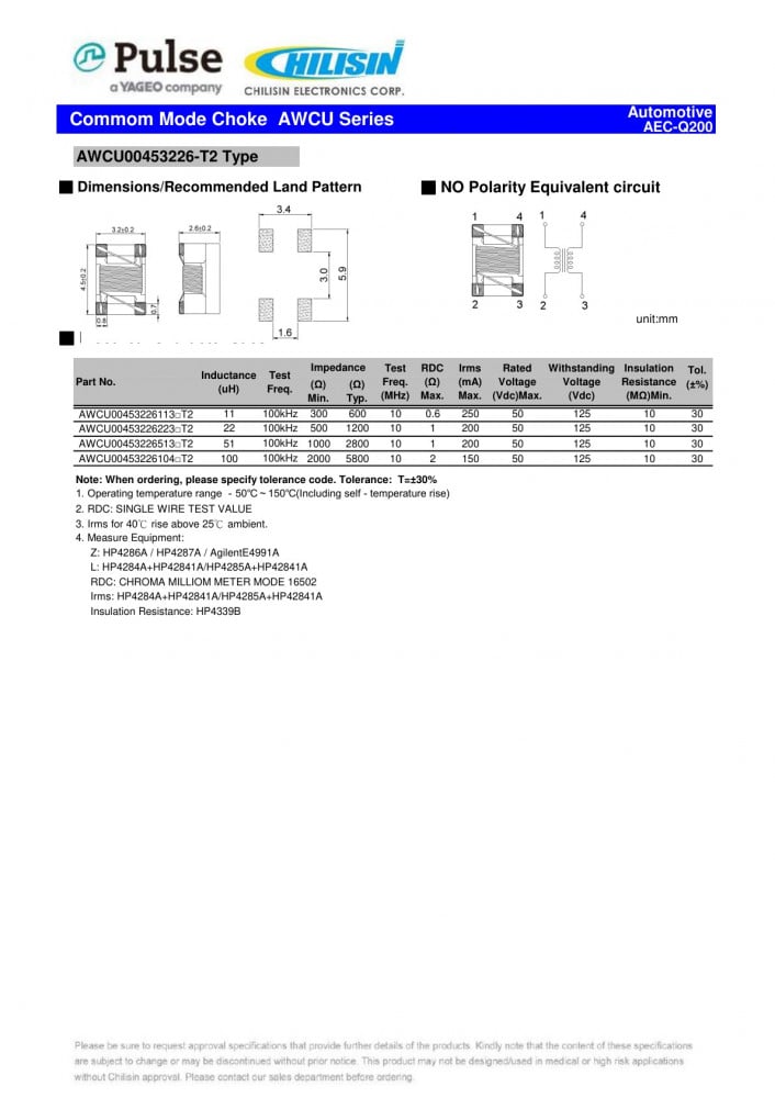 Chilisin AWCU series datasheet page 10