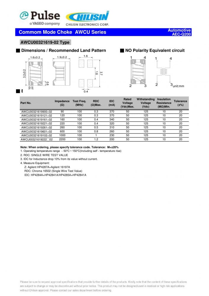 Chilisin AWCU series datasheet page 4
