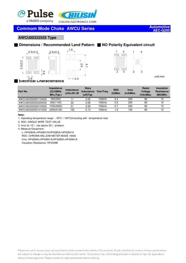 Chilisin AWCU series datasheet page 8