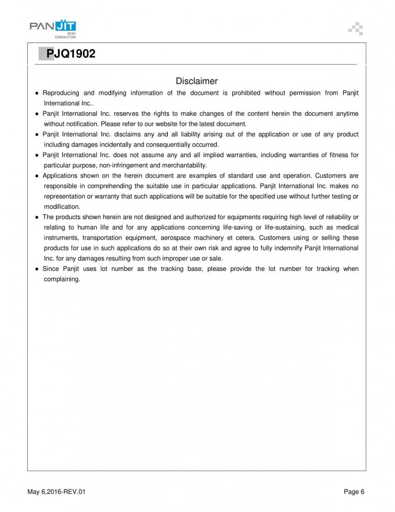 PJQ1902 datasheet page 6