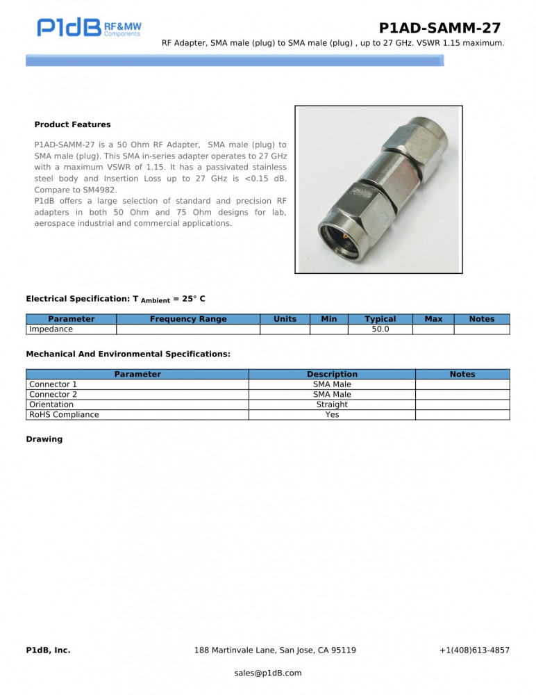 P1AD-SAMM-27 product document image, page 1