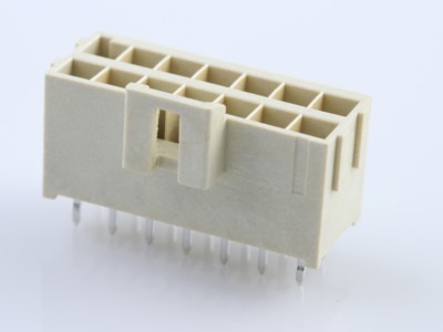 Ultra-Fit Vertical Header, 3.50mm Pitch, Dual Row, 12 Circuits, with Kinked Pins, 0.76µm Gold (Au) Plating, Natural, Glow-Wire Capable, Tray