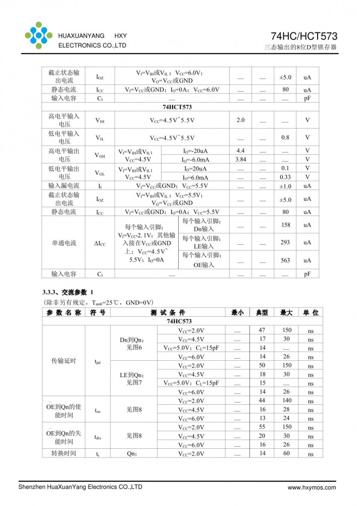 74HC573 datasheet page 7