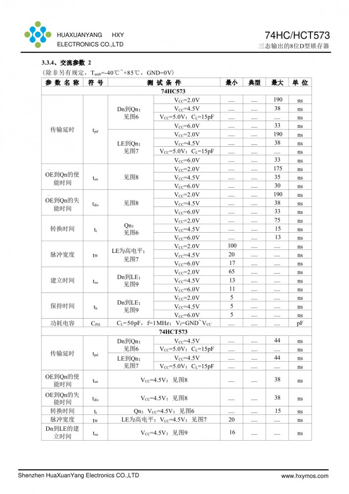 74HC573 datasheet page 9