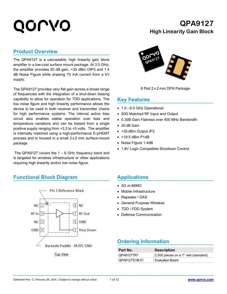QPA9127TR7 technical document page 1