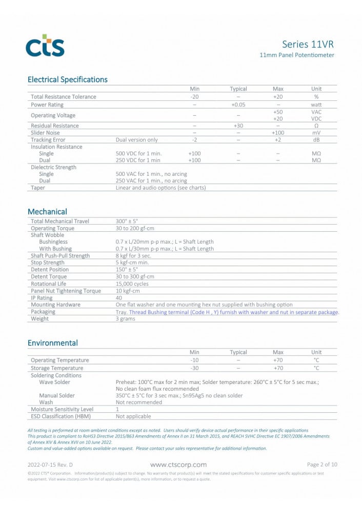 CTS 11VR technical document page 2