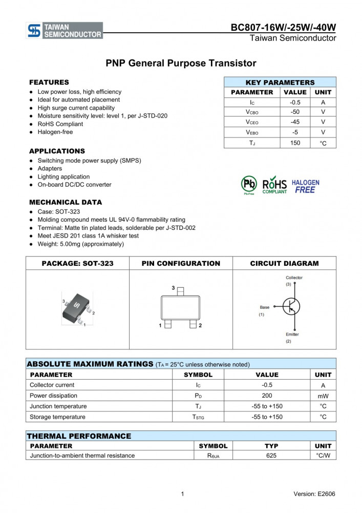 BC807-25W datasheet page 1