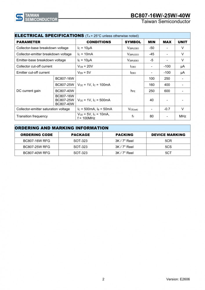 BC807-25W datasheet page 2