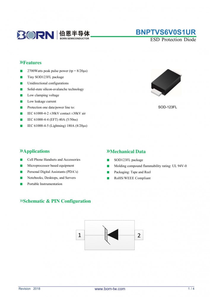 BNPTVS6V0S1UR datasheet page 1