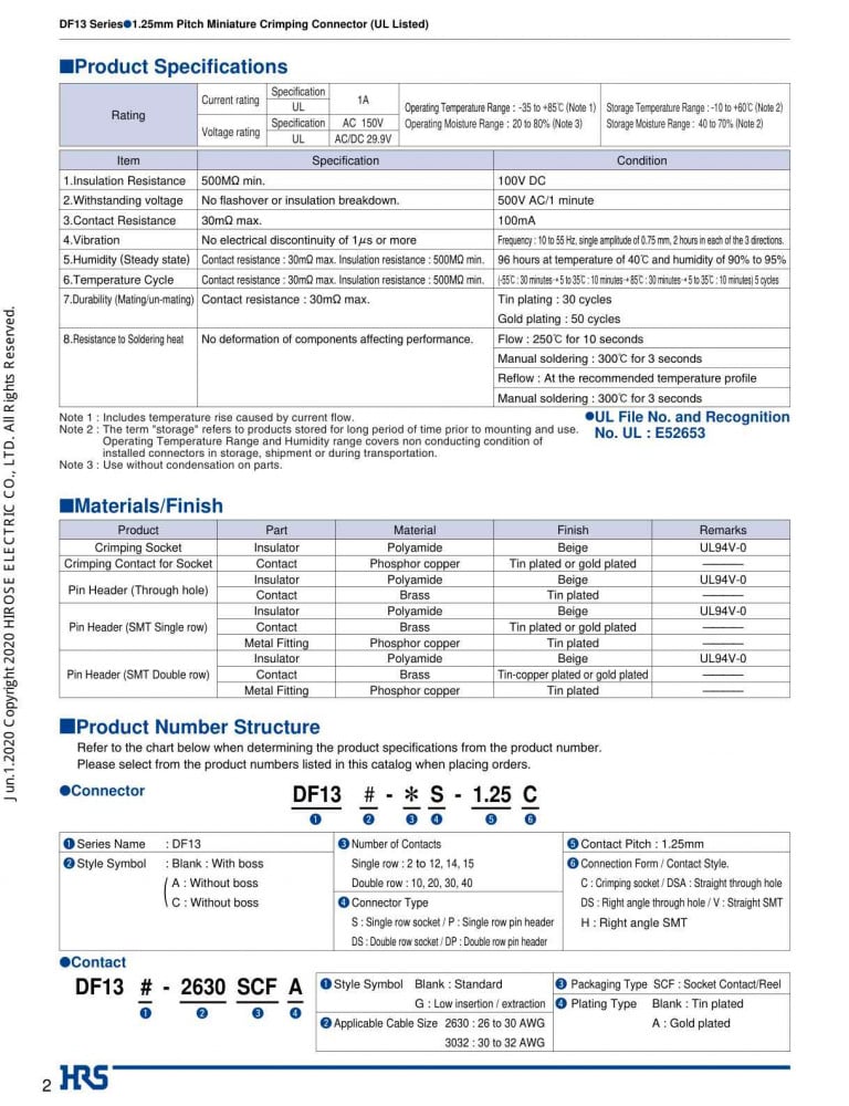 HRS DF13 datasheet page 2