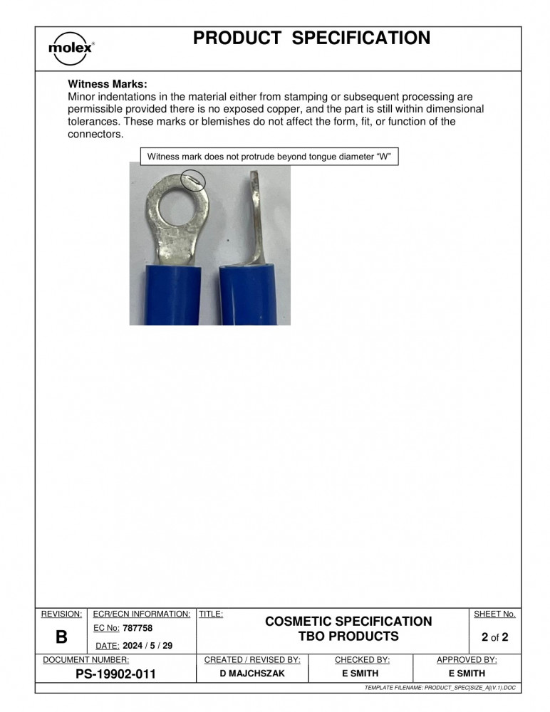 Cosmetic specification document page 2