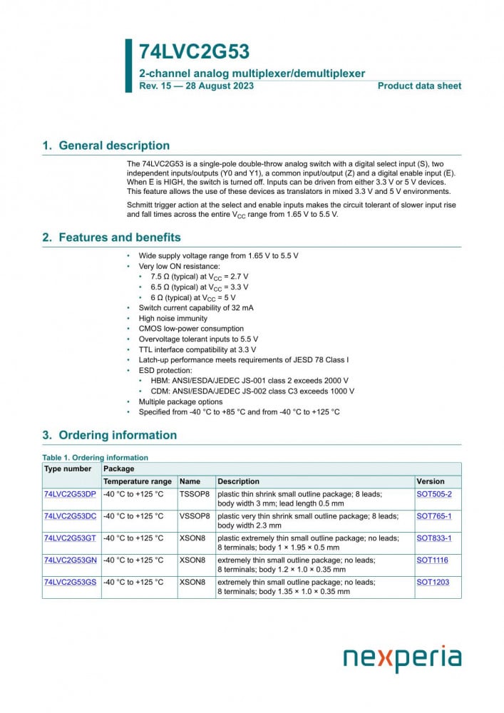 74LVC2G53 datasheet page 1