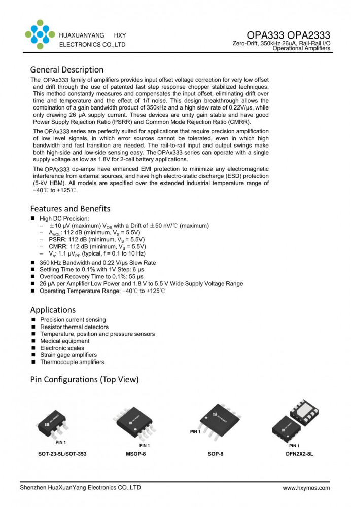 OPA2333AIDR-HXY datasheet page 1
