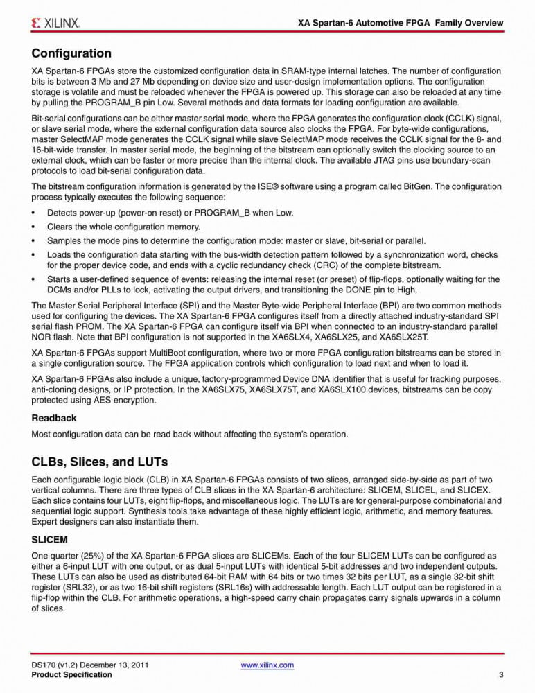 XA Spartan-6 datasheet page 3