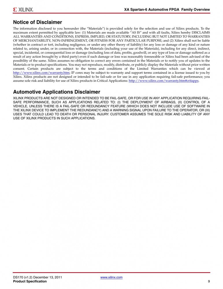 XA Spartan-6 datasheet page 9