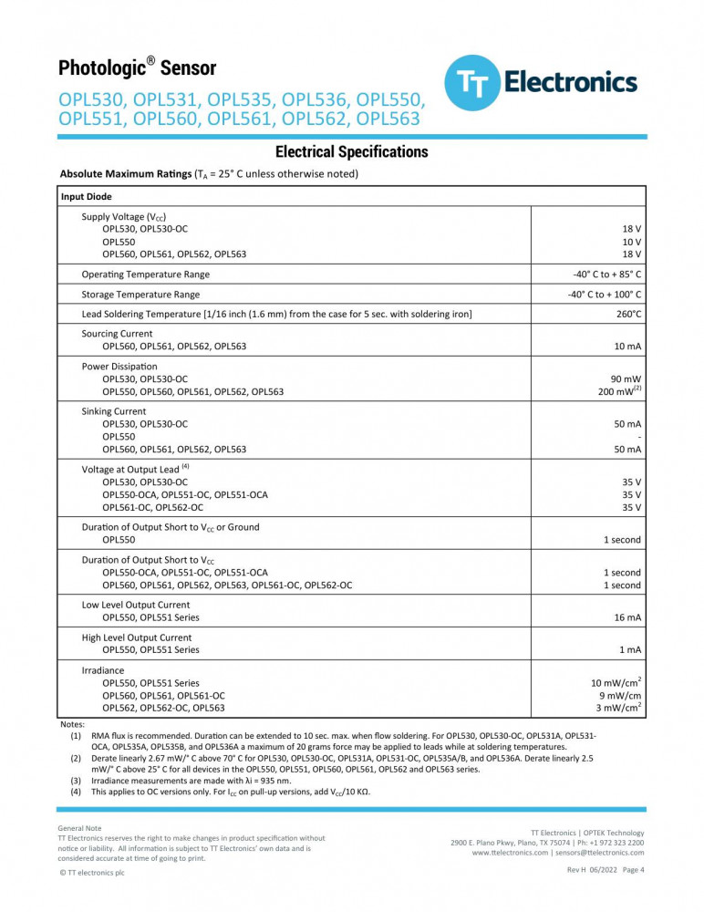 OPL562 datasheet page 4