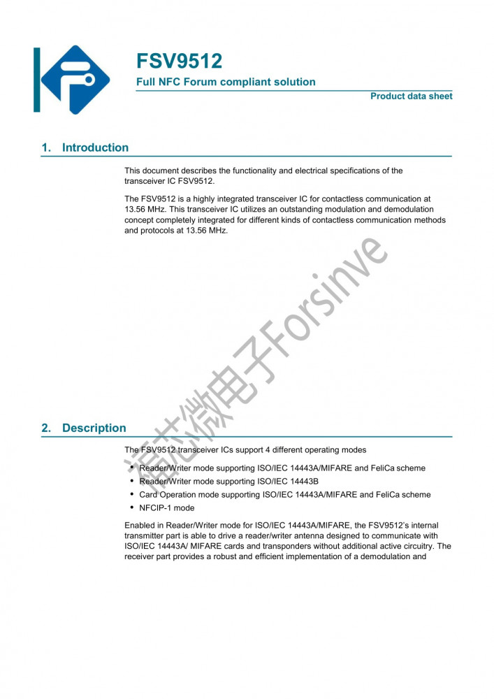 FSV9512 datasheet page 1