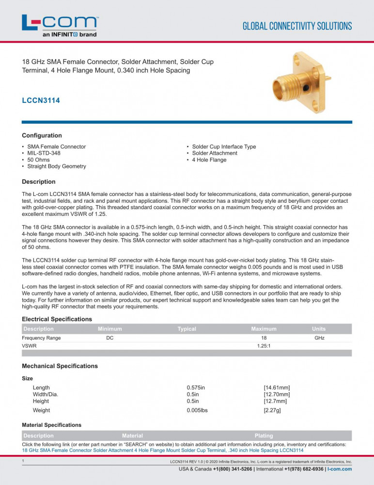 LCCN3114 datasheet page 1