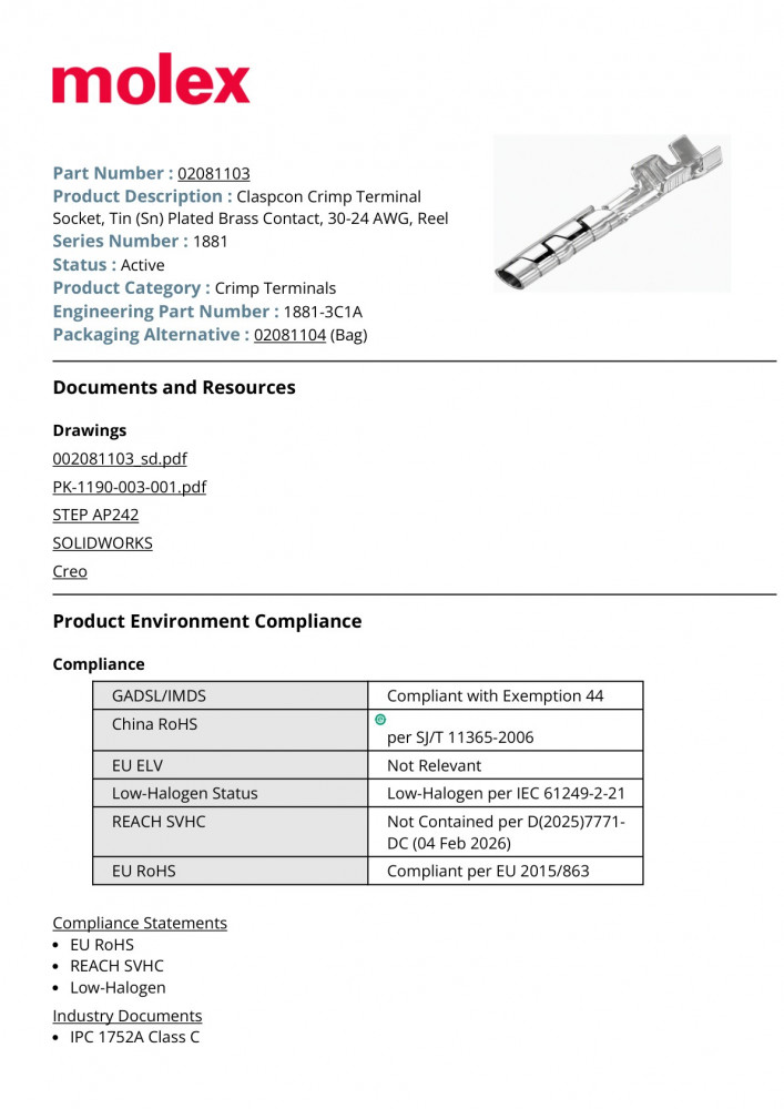 Molex packaging drawing image 1