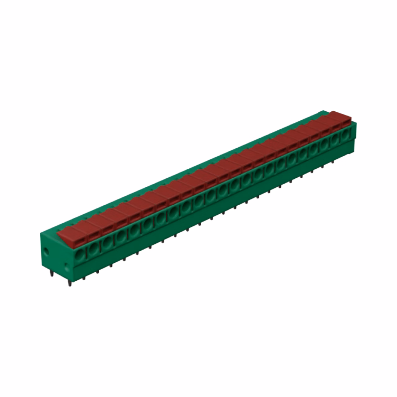5.00mm Pitch, Eurostyle Fixed-Mount Push-Button Terminal Block, Horizontal, 10A, 22-14 AWG, Green, 23 Circuits for sale