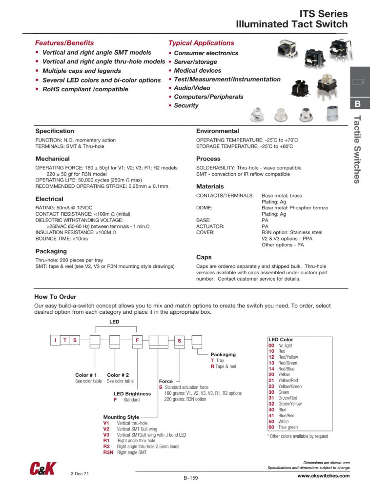 C&K 400E product document page 1