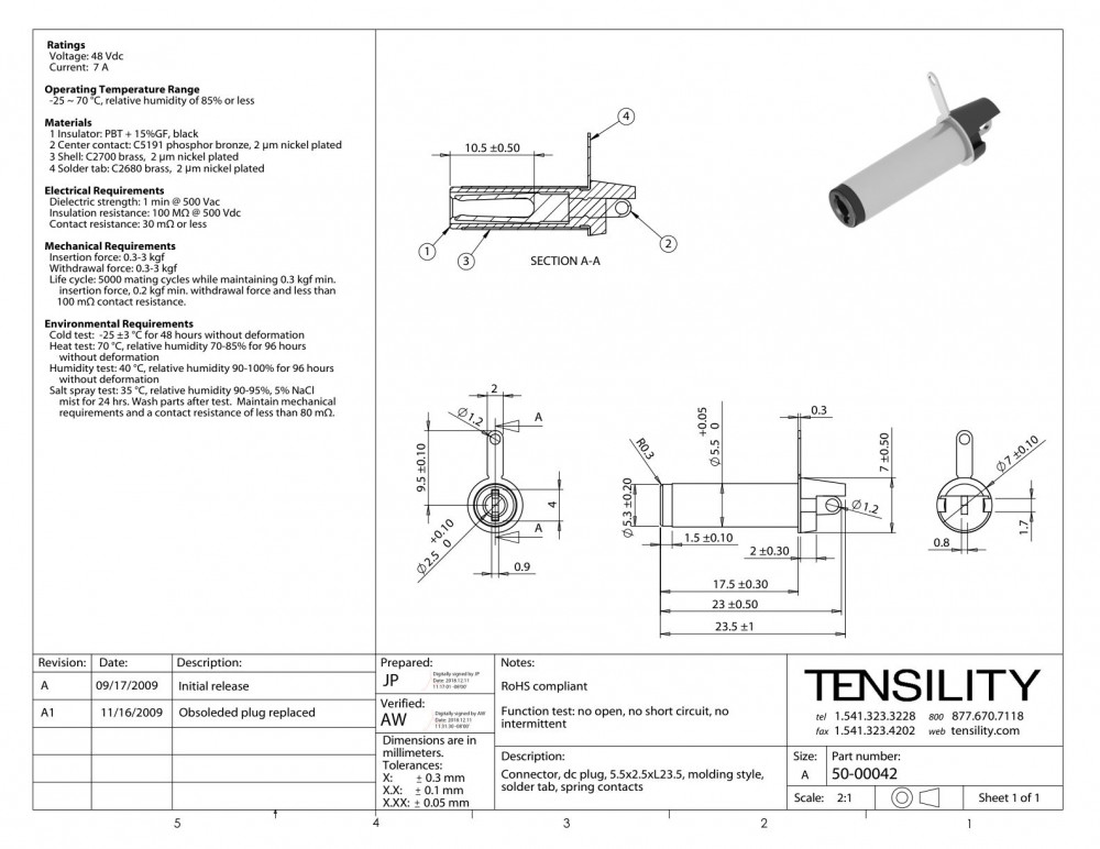 Tensility International 50-00042 product drawing