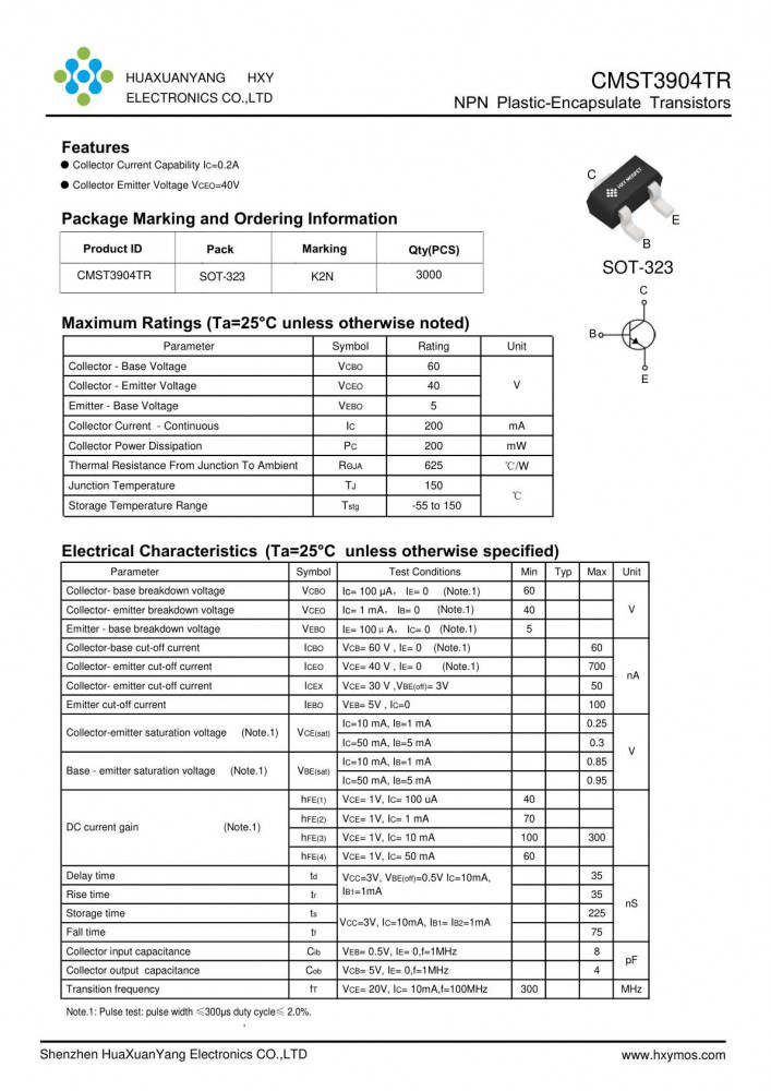 CMST3904TR-HXY datasheet page 1